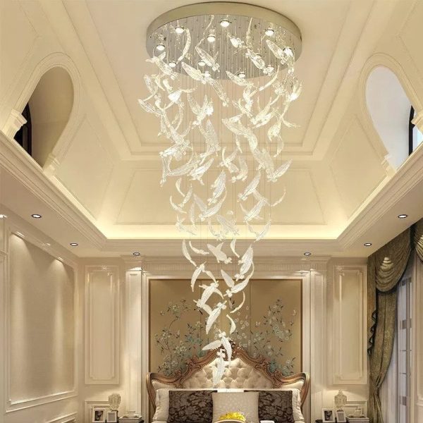 Đèn trang trí thông tầng-sảnh, thiết kế hình lông vũ nghệ thuật DTT-116